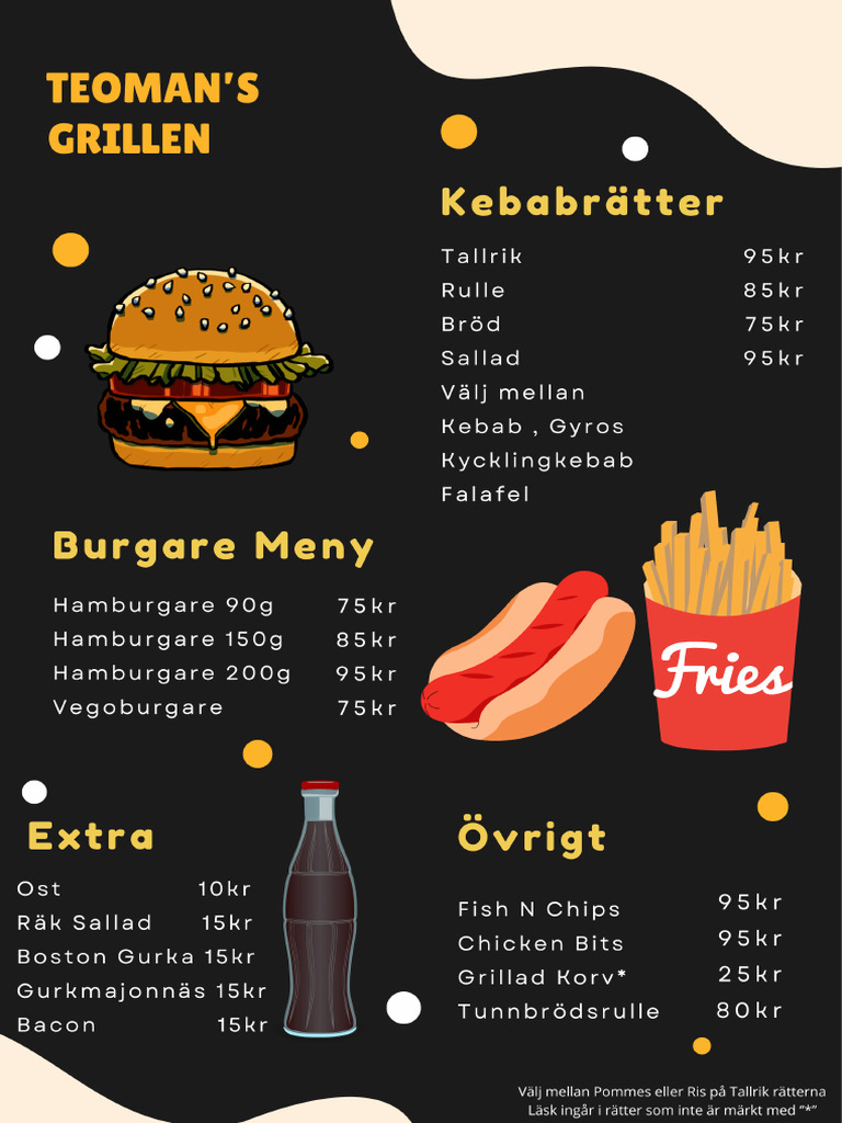 Brown and Black Illustration Fast Food Menu | PDF