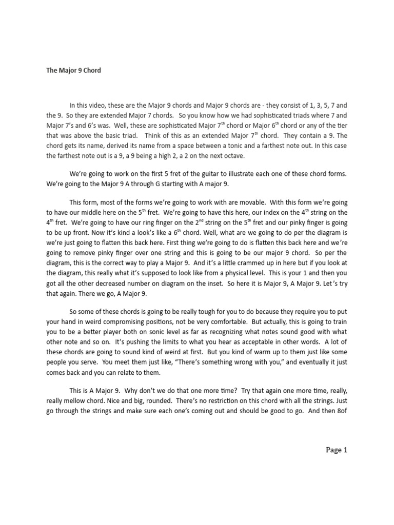 The Major 9 Chord Pdf Chordophones Musicology
