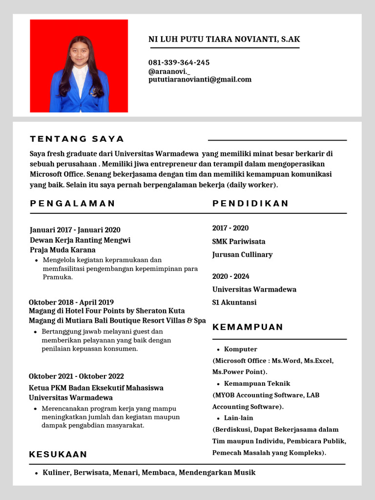 Cv-Ni Luh Putu Tiara Novianti | PDF
