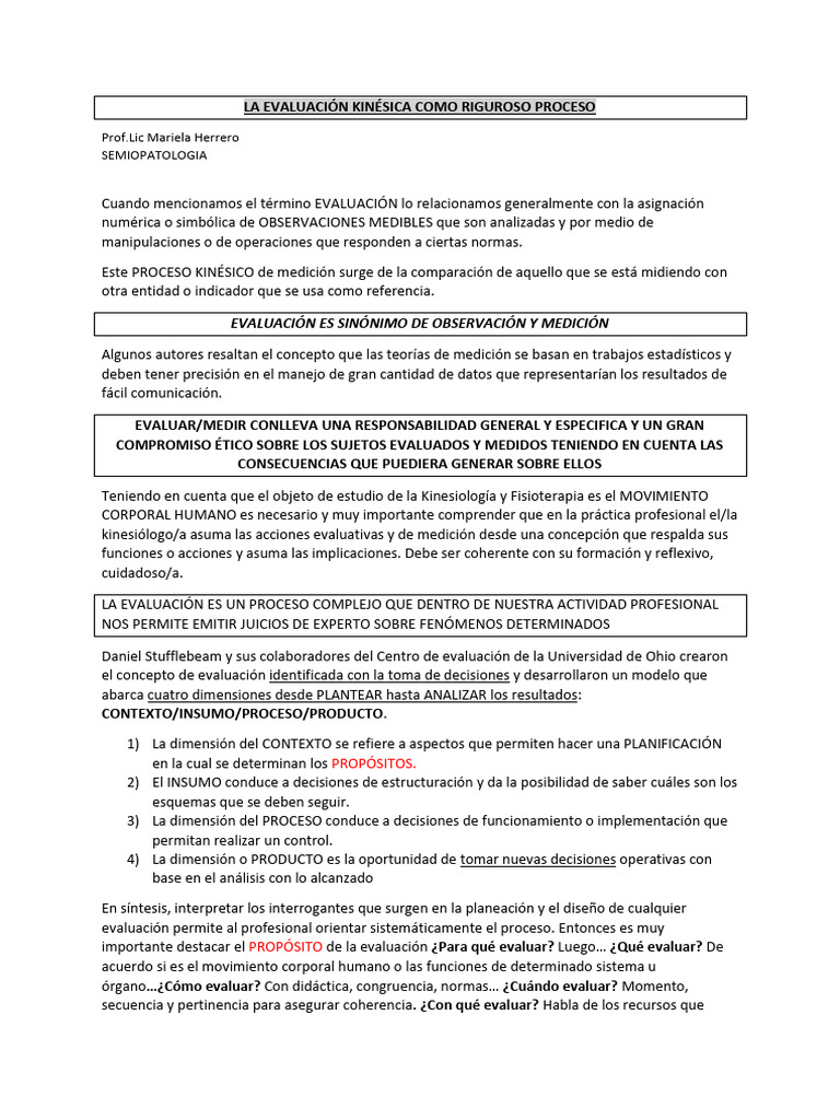 LA EVALUACION KINESICA COMO RIGUROSO PROCESO | PDF | Evaluación ...