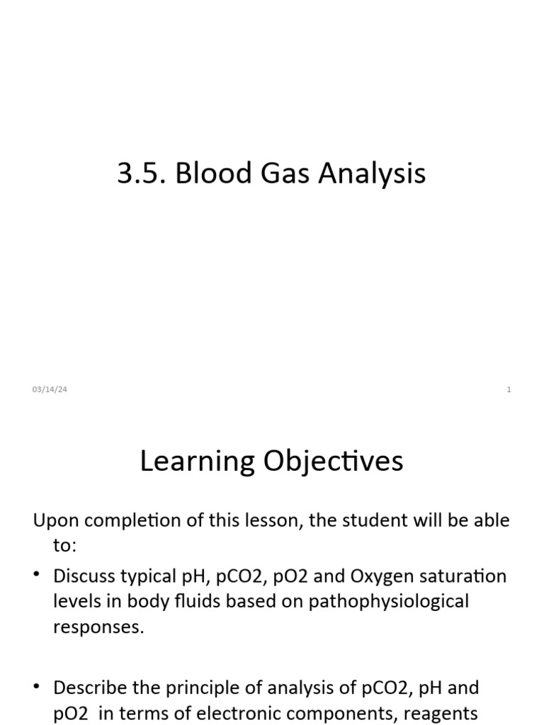 3.5 Blood Gas Analysis | PDF | Blood | Bicarbonate