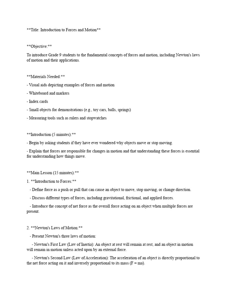 Introduction to Forces and Motion | PDF | Force | Newton's Laws Of Motion