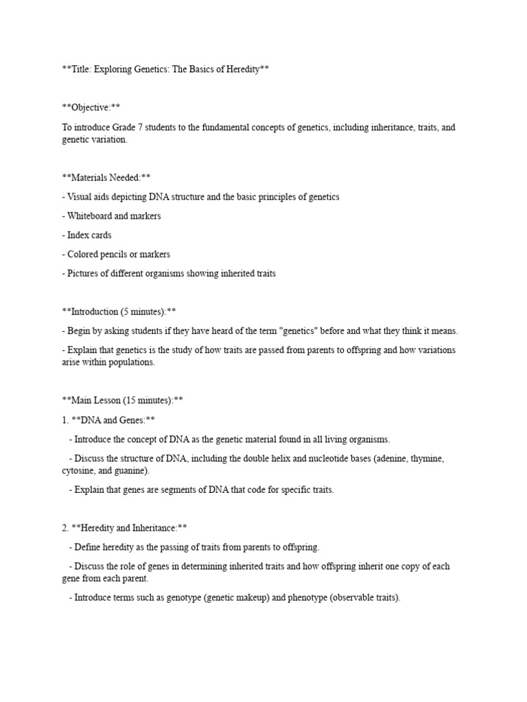 Exploring Genetics The Basics of Heredity | PDF | Genetics | Heredity