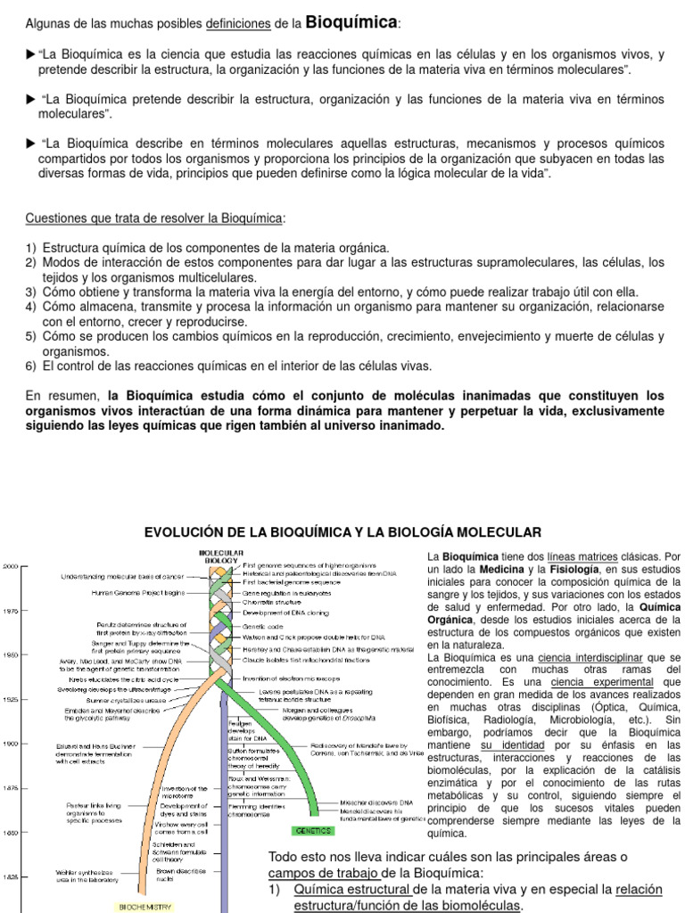 Tema 1. La Ciencia Bioquã - Mica. DiseÃ o Molecular de La Vida (2023) | PDF | Organismos | Vida