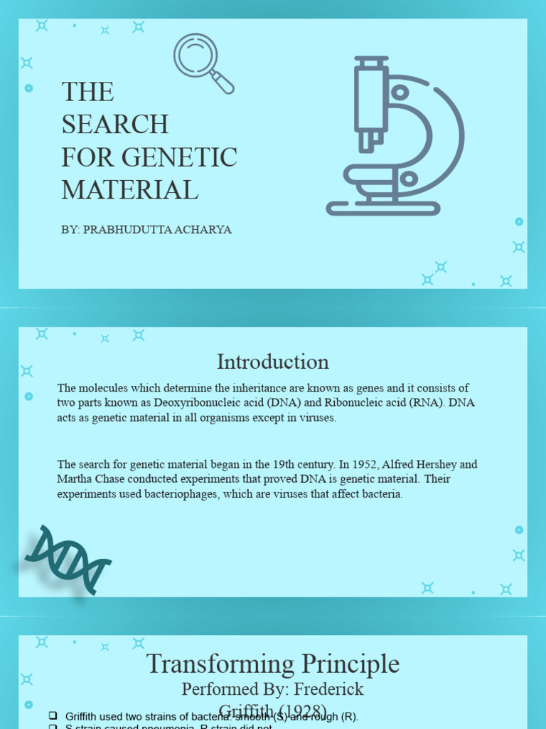 The Search For Genetic Material | PDF | Dna | Bacteriophage