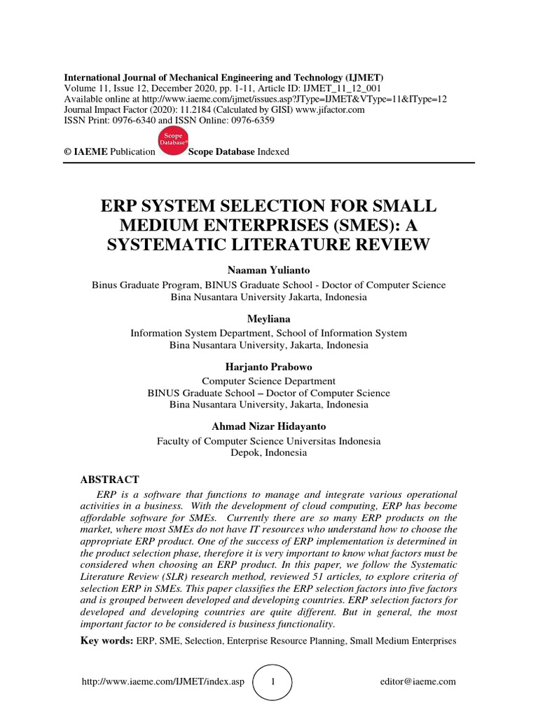 Erp System Selection For Small Medium en | PDF | Enterprise Resource Planning | Small And Medium ...