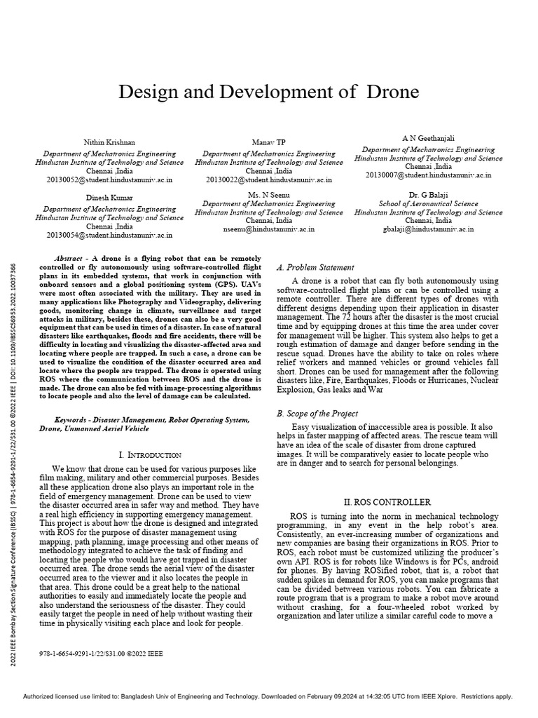 Design and Development of Drone | PDF | Unmanned Aerial Vehicle | Drag ...