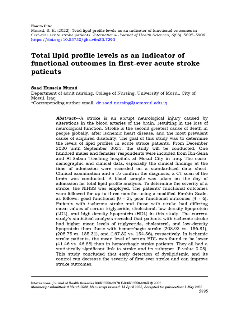 Total Lipid Profile Levels As Bdjas | PDF | Low Density Lipoprotein ...