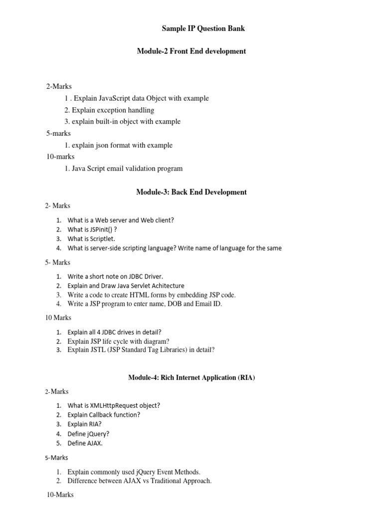 Sample Question_bank_IP | PDF | Ajax (Programming) | Php