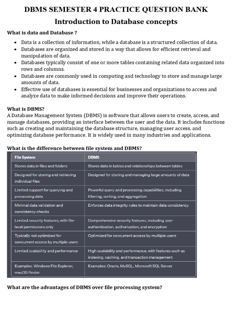 DBMS Practice Questions | PDF | Relational Database | Relational Model DBMS Practice Questions | PDF | Relational Database | Relational Model