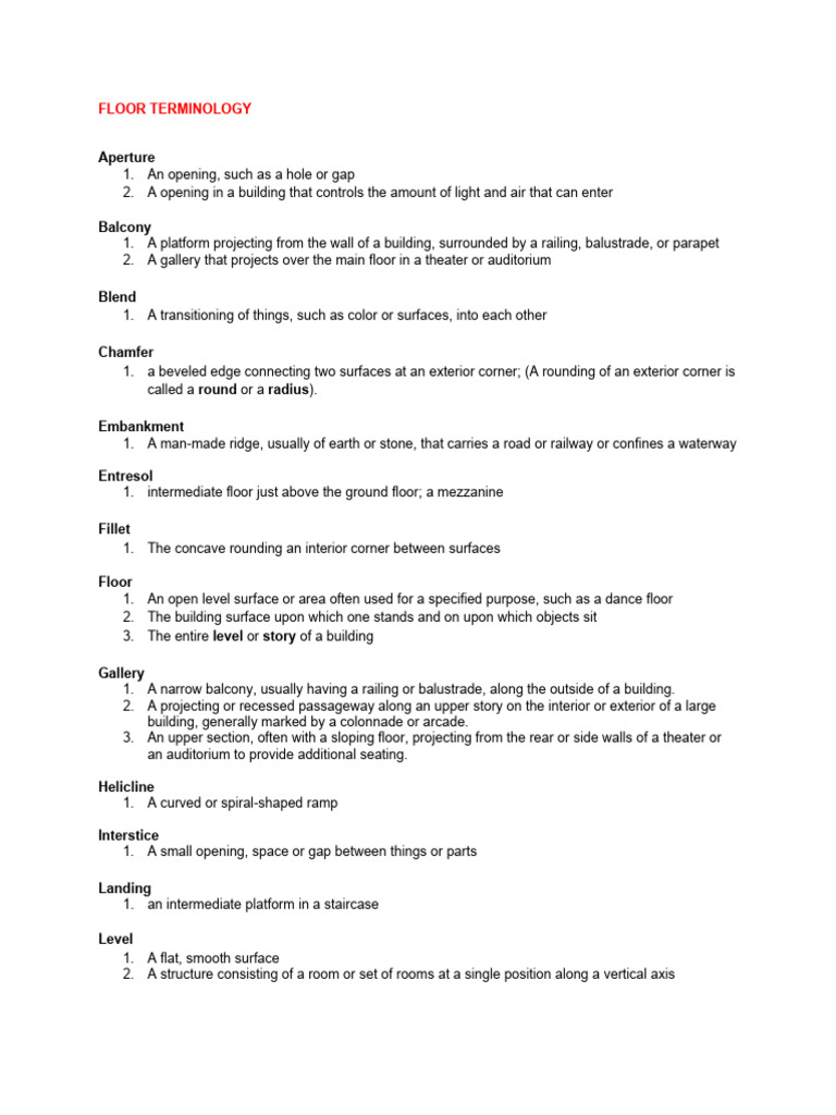 FW11 - Floor Terminology | PDF | Stairs | Pedestrian Infrastructure