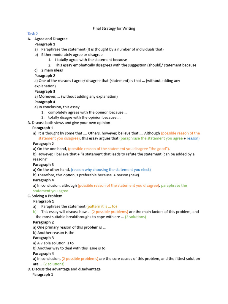 Ielts Writing Strategy And Template Pdf Reason Essays