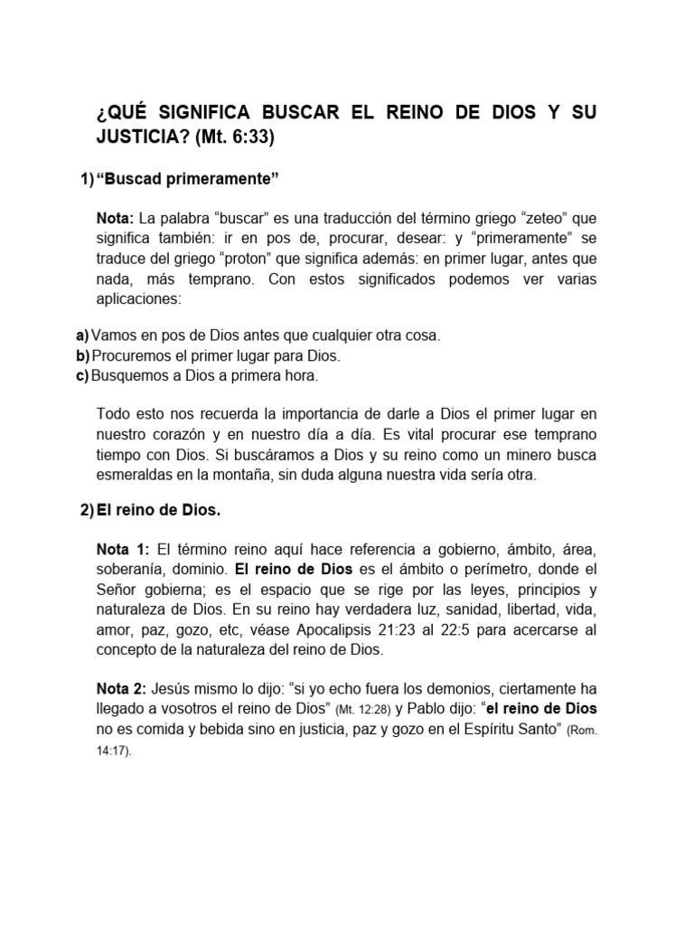 Buscad Primeramente El Reino de Dios y Su Justicia | PDF | Jesús ...
