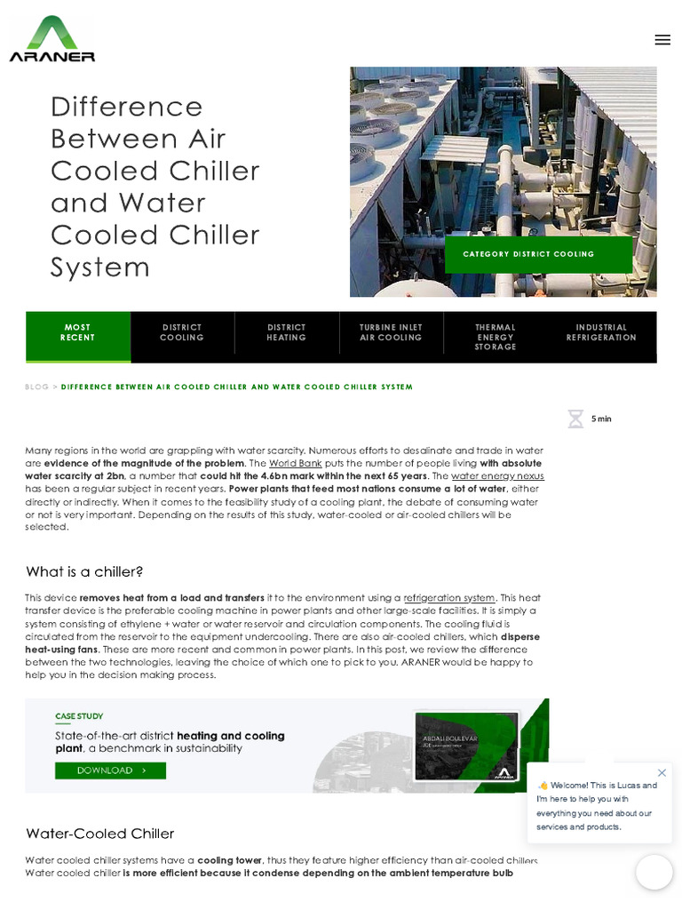 Air Cooled Chiller VS Water Cooled Chiller _ ARANER | PDF