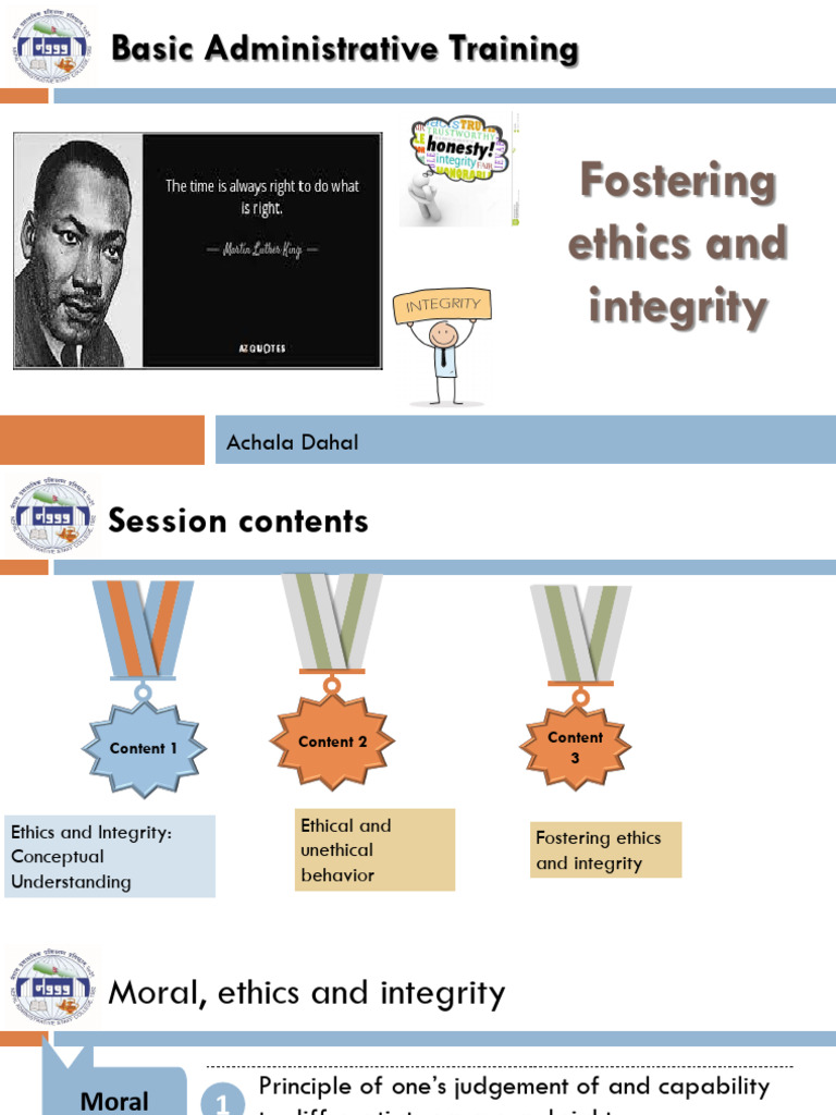 Fostering Ethics and Integrity | PDF | Integrity | Morality Fostering Ethics and Integrity | PDF | Integrity | Morality