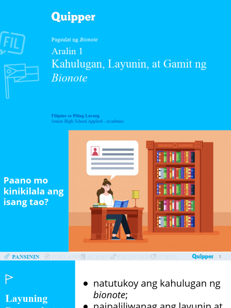 FPL 11 - 12 Q1 0501 - Kahulugan Layunin Gamit NG Bionote | PDF