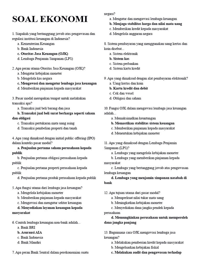 Soal Ekonomi Kelas 10 Semeter 2 | PDF | Hukum