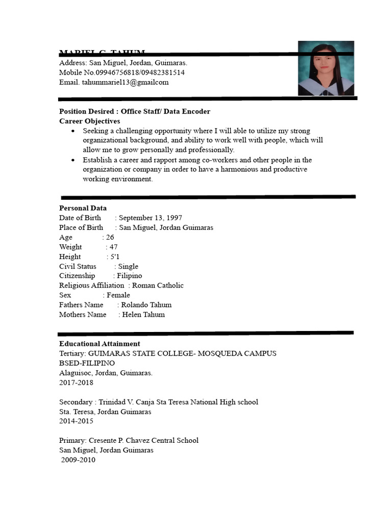 Mariel Latest Resume | PDF Mariel Latest Resume | PDF