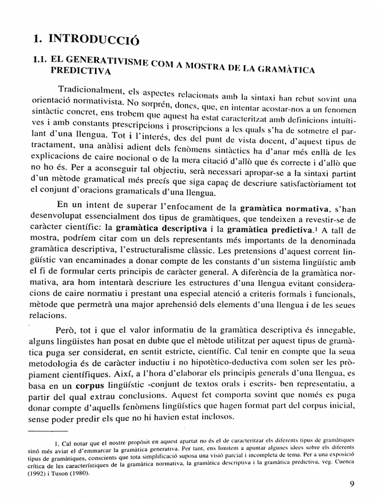 Ramos 1992 - Tipus de Gramàtica - El Generativisme Com A Mostra de Gramàtica Predictiva | PDF
