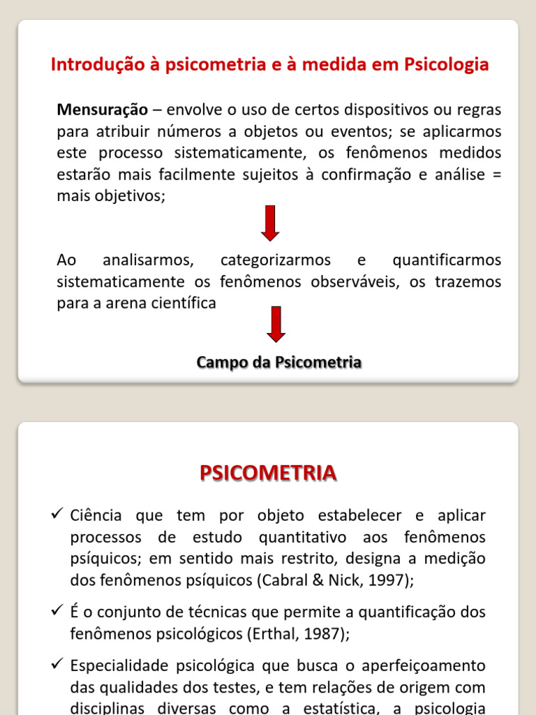 Conceito e história da Psicometria e dos testes psicológicos | PDF ...