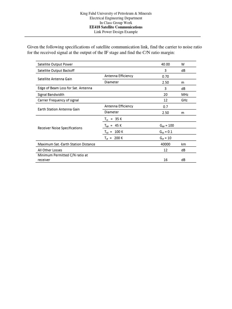 Link Budget Example | PDF