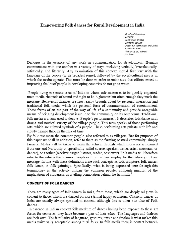 Empowering Folk Dances For Rural Development in India | PDF | Communication | Dances