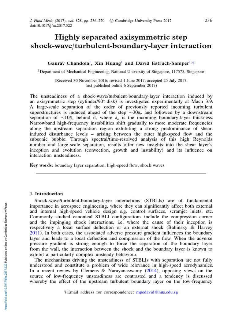 Highly Separated Axisymmetric Step Shock Waveturbulent Boundary Layer Interaction | PDF ...