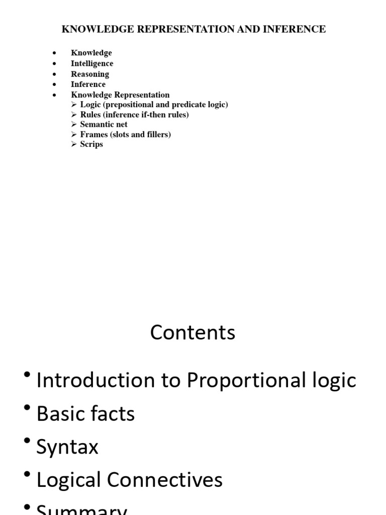 1 KNOWLEDGE REPRESENTATION AND INFERENCE | PDF | Proposition ...
