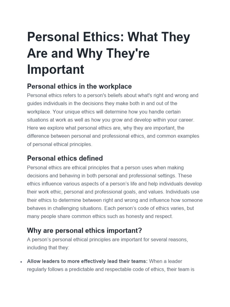 Assignment Two Personal Ethics | PDF | Professional Ethics | Integrity