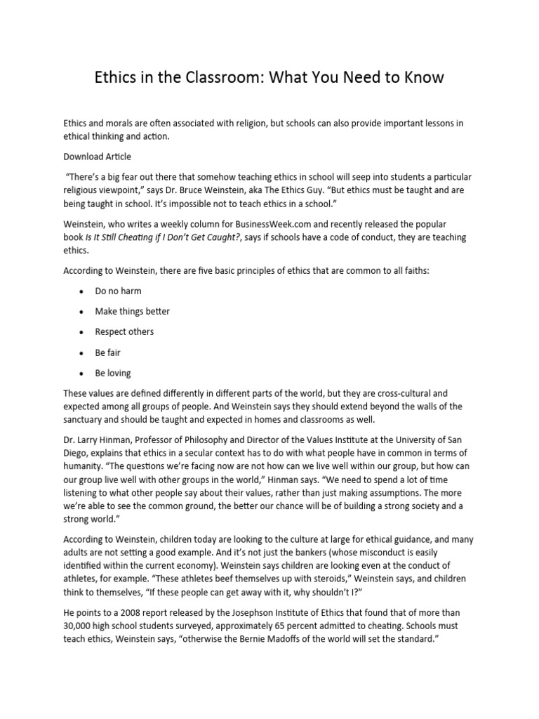 Assignment Four Ethical Conduct in the Classroom | PDF | Teachers