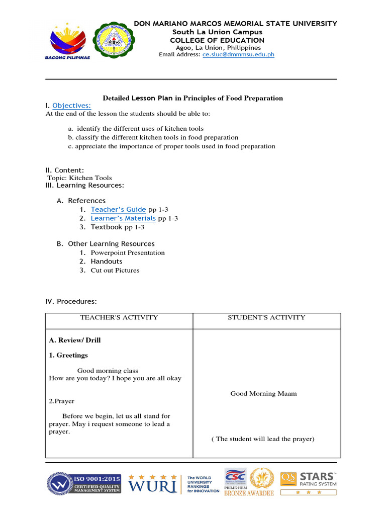 LP Food Preparation Final 123 | PDF | Spoon | Cooking