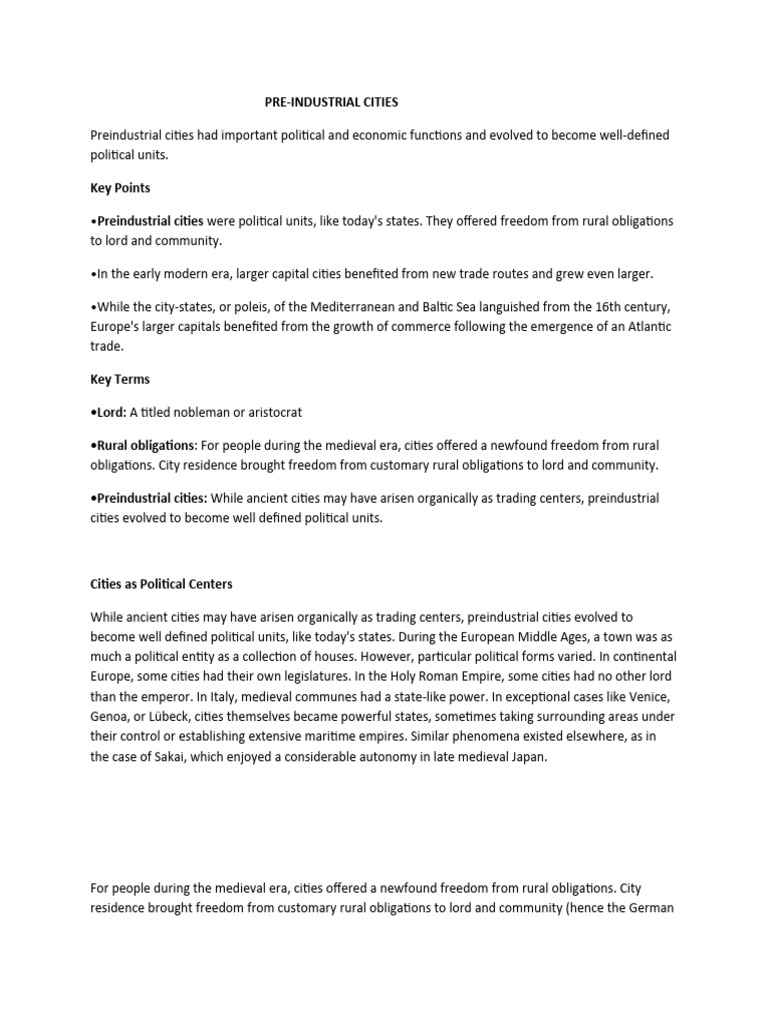 PRE INDUSTRIAL WPS Office | PDF | Industrial Revolution | City