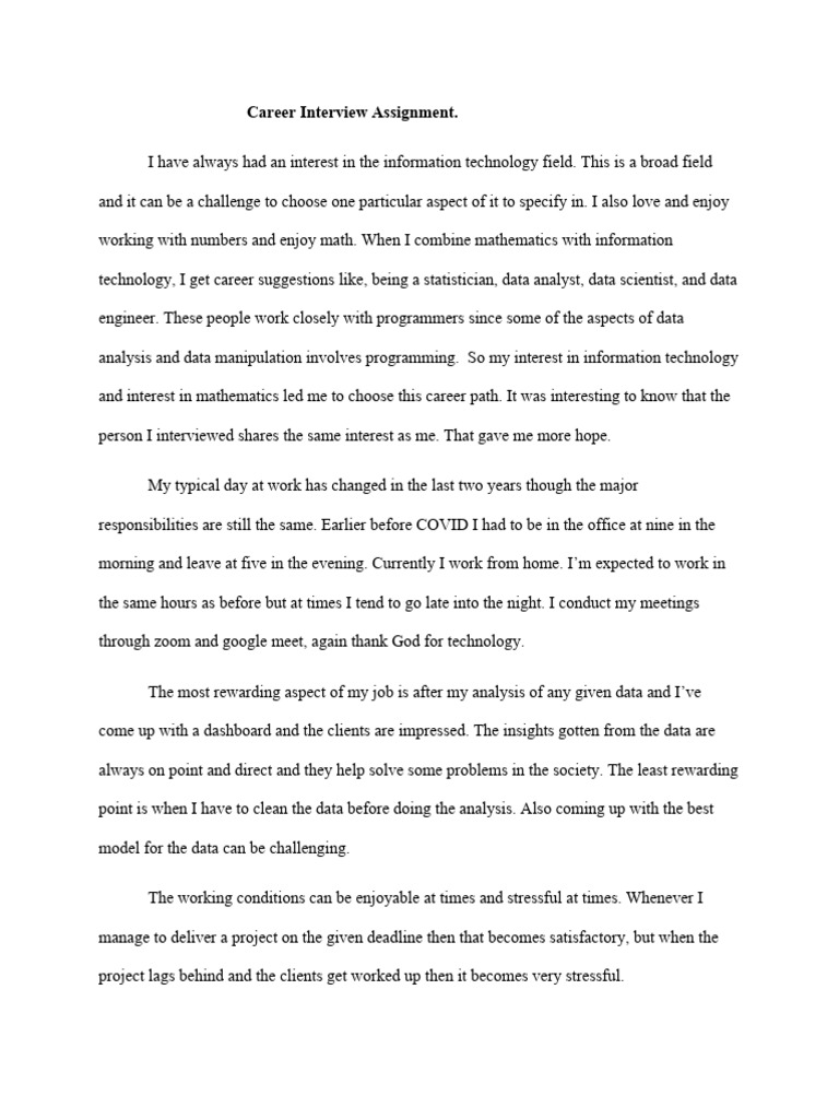 Career Interview Assignment | PDF | Data Analysis | Statistics