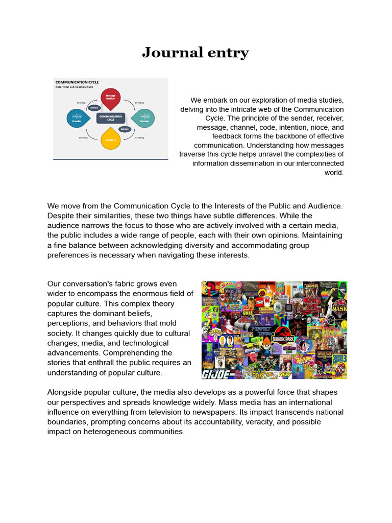 Journal Entry - 1 | PDF | Mass Media | Communication
