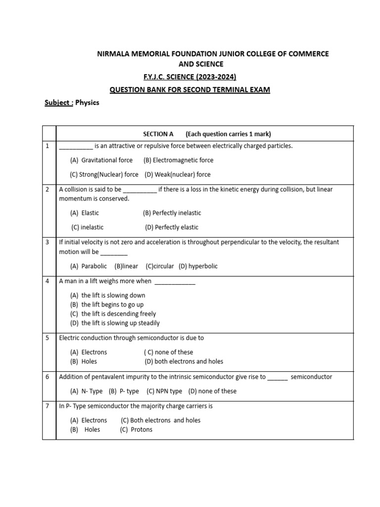 Physics Sem 2 Question bank | PDF | Euclidean Vector | Acceleration Physics Sem 2 Question bank | PDF | Euclidean Vector | Acceleration