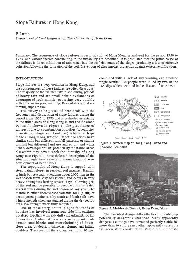 Lumb (1975) - Slope Failures in Hong Kong | PDF | Landslide | Rain