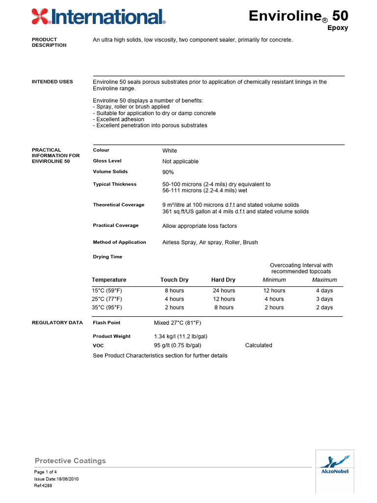 Enviroline 50 | PDF | Epoxy | Concrete