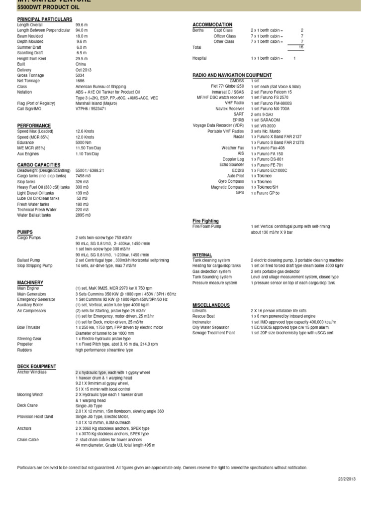 Bunker Tanker Vessel GA Plan | PDF | Shipbuilding | Naval Architecture