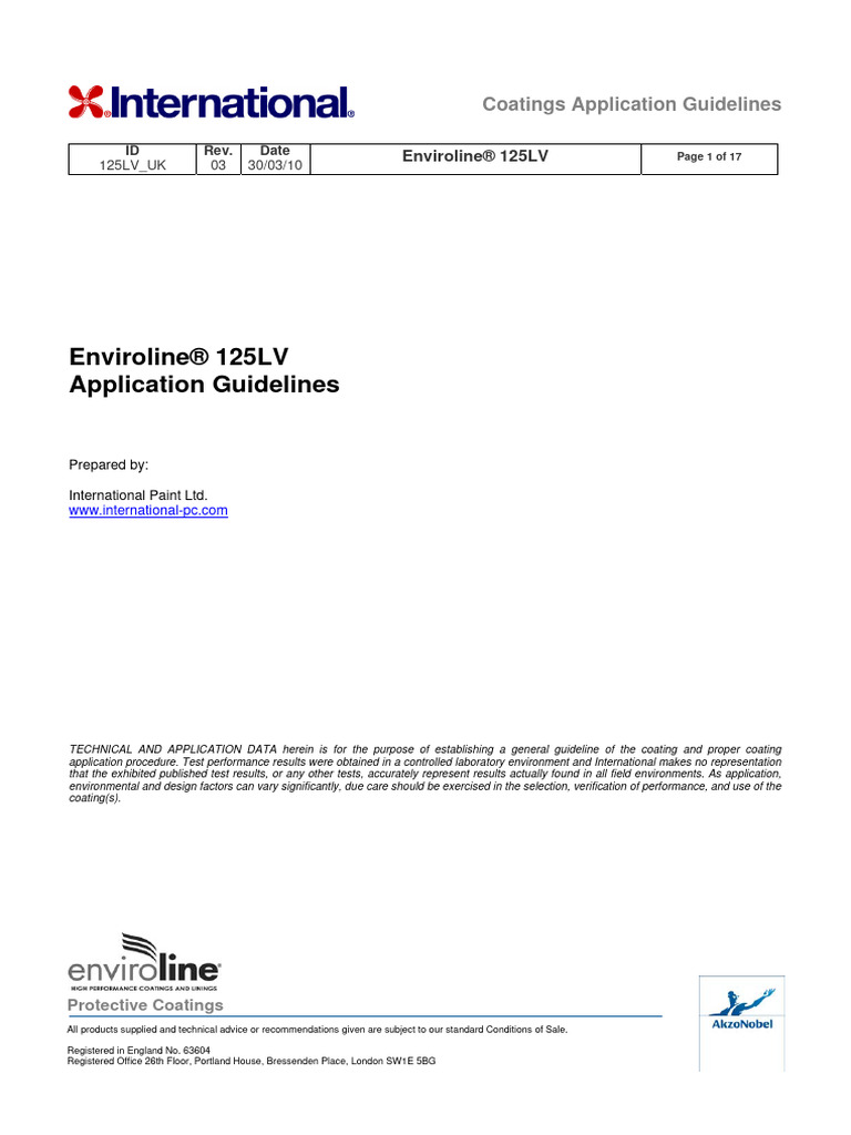 Enviroline 125LV Application Guideline | PDF | Concrete | Paint