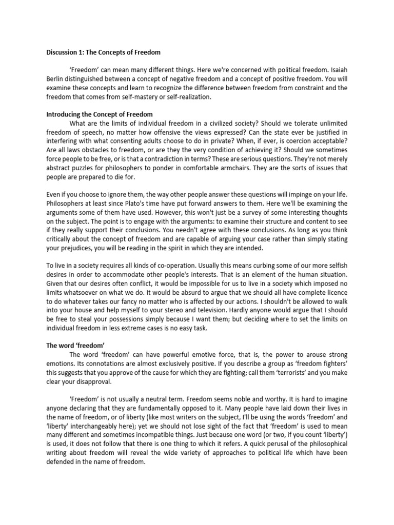 Understanding Political Freedom Concepts | PDF | Concept | Political ...