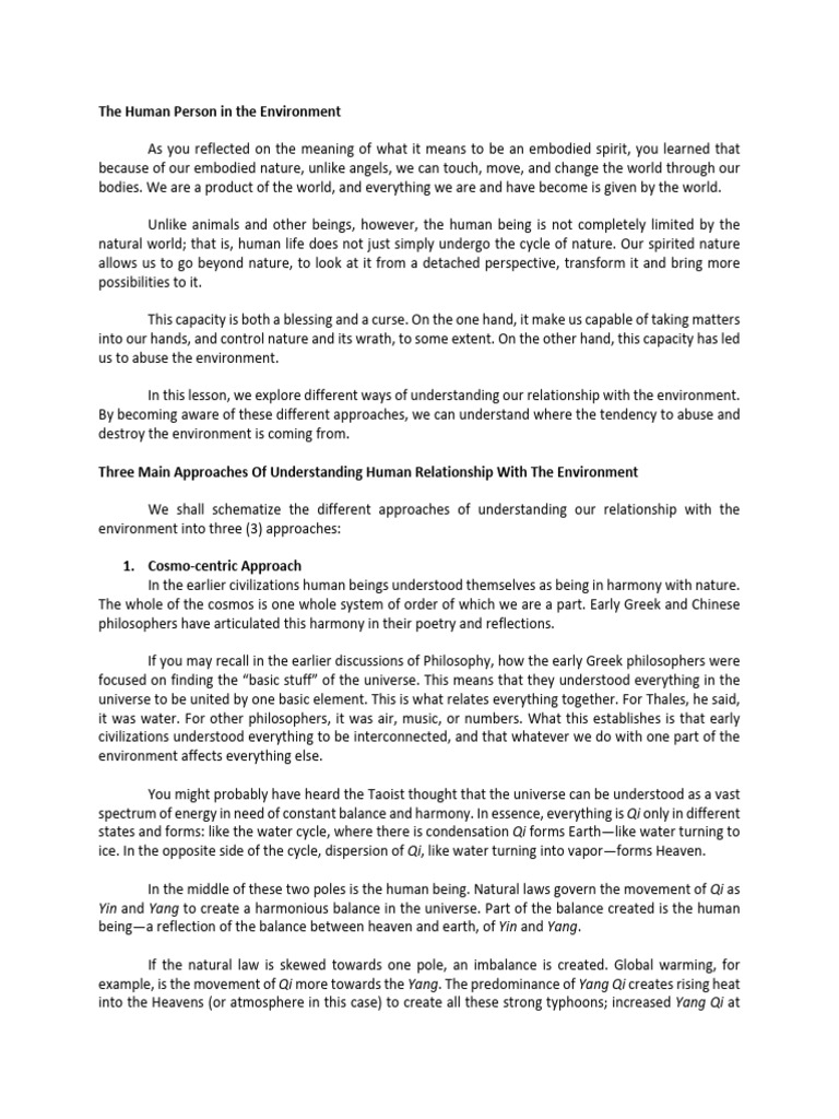 Human-Environment Relationship Insights | PDF | Nature | Qi