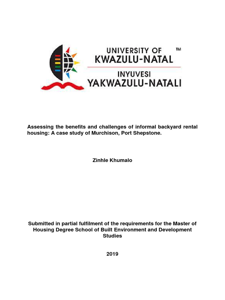Khumalo Zinhle 2019 | PDF | Landlord | Leasehold Estate