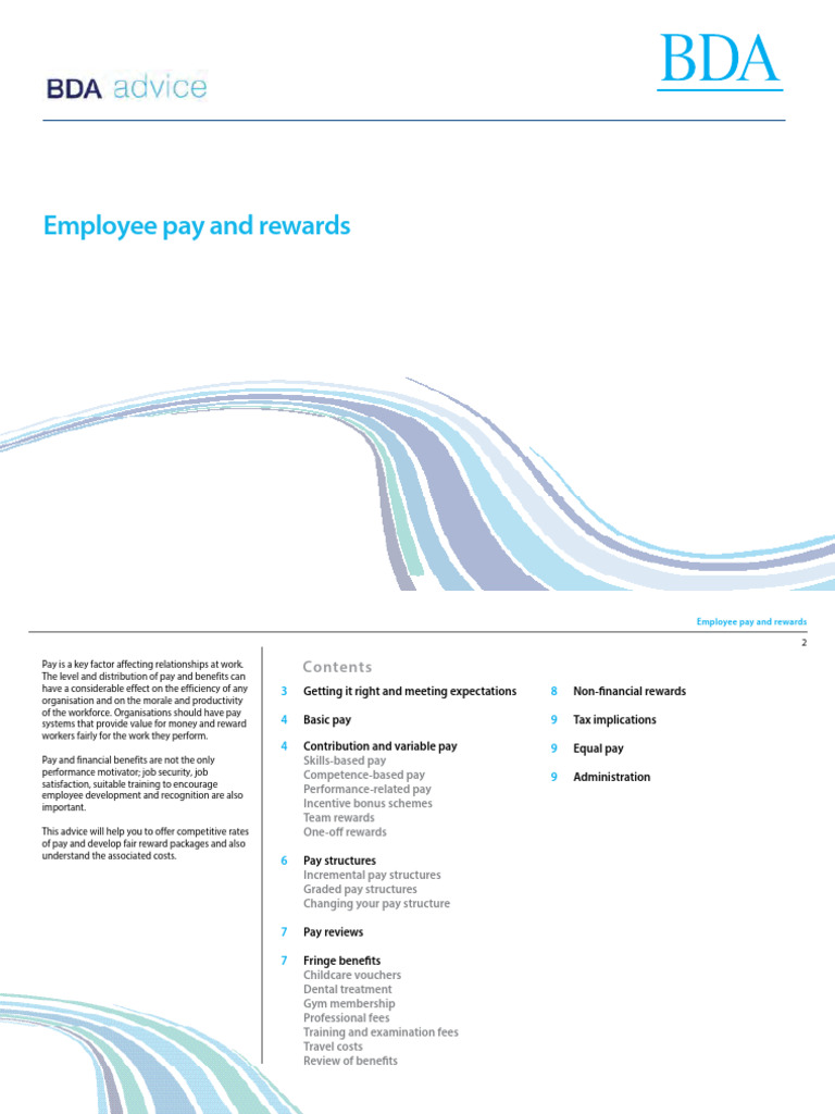 Bda - Employee Pay and Rewards - Aug 13 | PDF | Employee Benefits ...