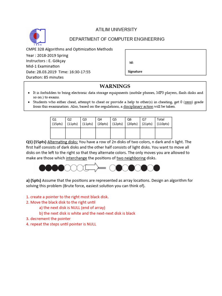 MID1 SOLUTION KEY | PDF | Recurrence Relation | Computer Science