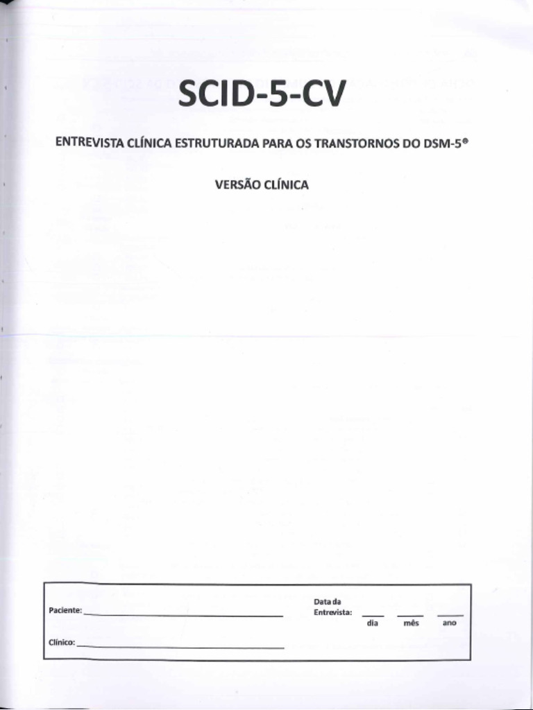 SCID-5-CV VERSÃ-O CLINICA | PDF