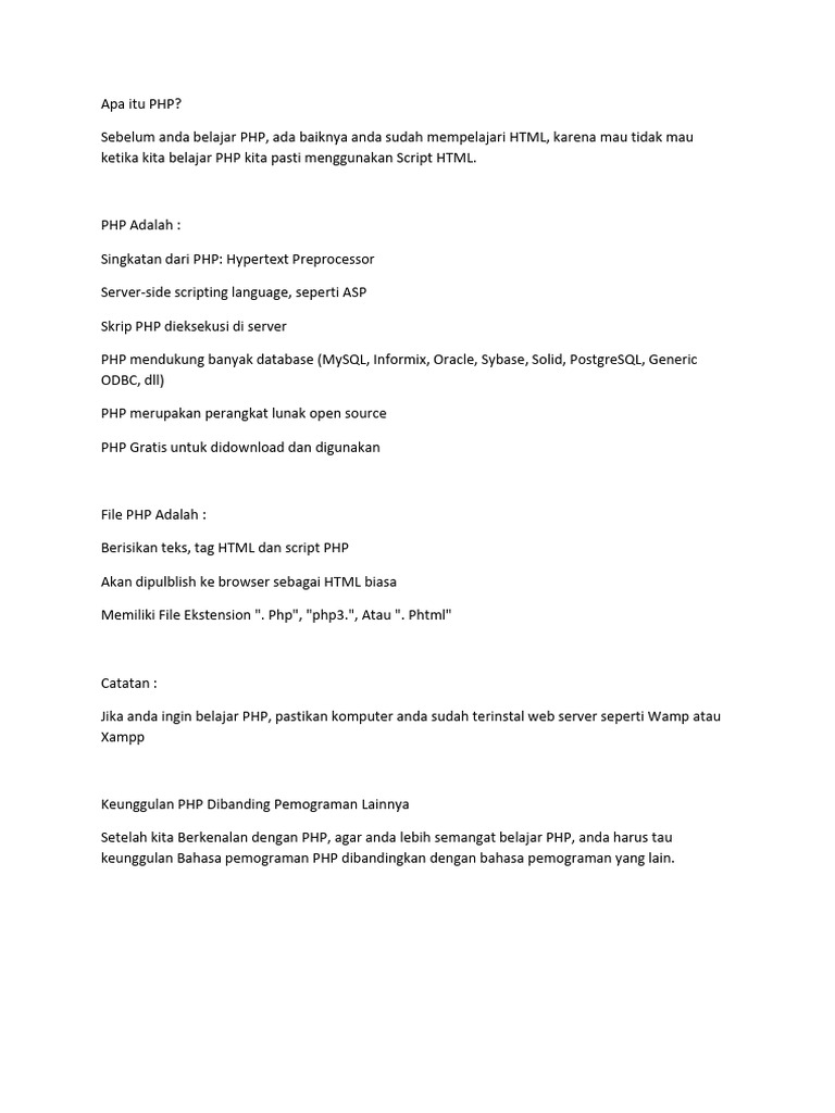 Belajar Mengenal Dasar Dasar PHP Untuk B | PDF