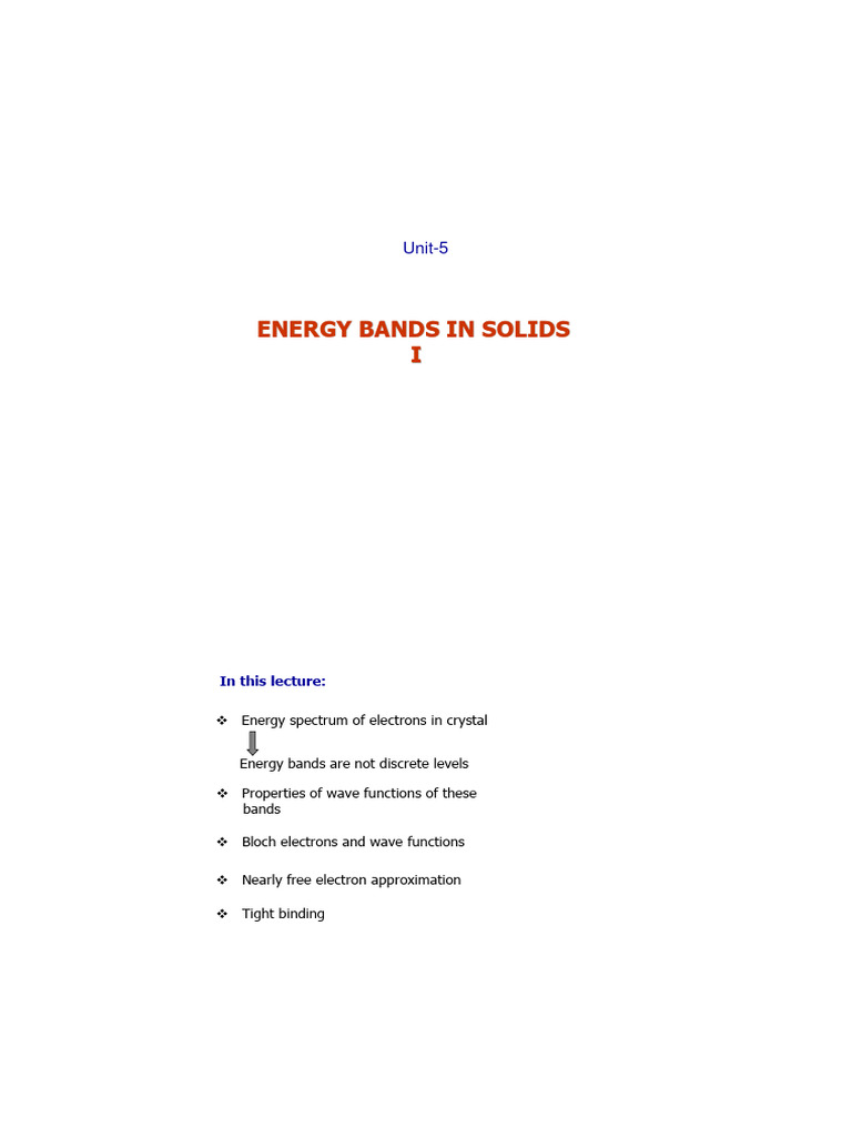 5-Energy Bands-I-HandOut | PDF | Electronic Band Structure | Molecular ...