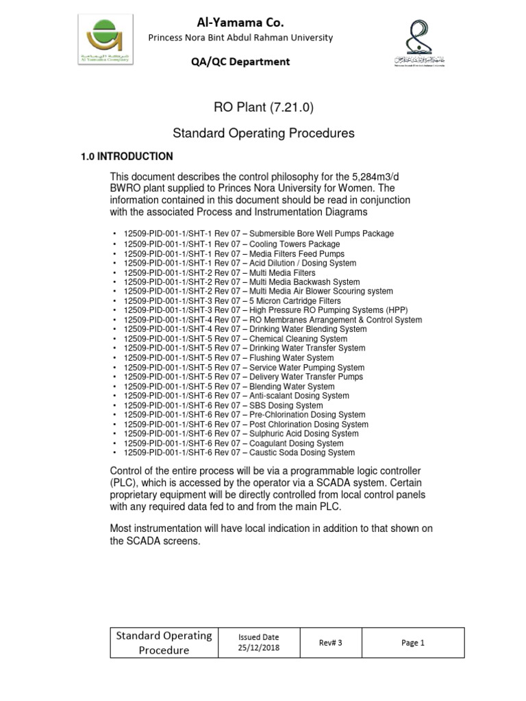 Standard Operating Procedure | PDF | Membrane | Pump