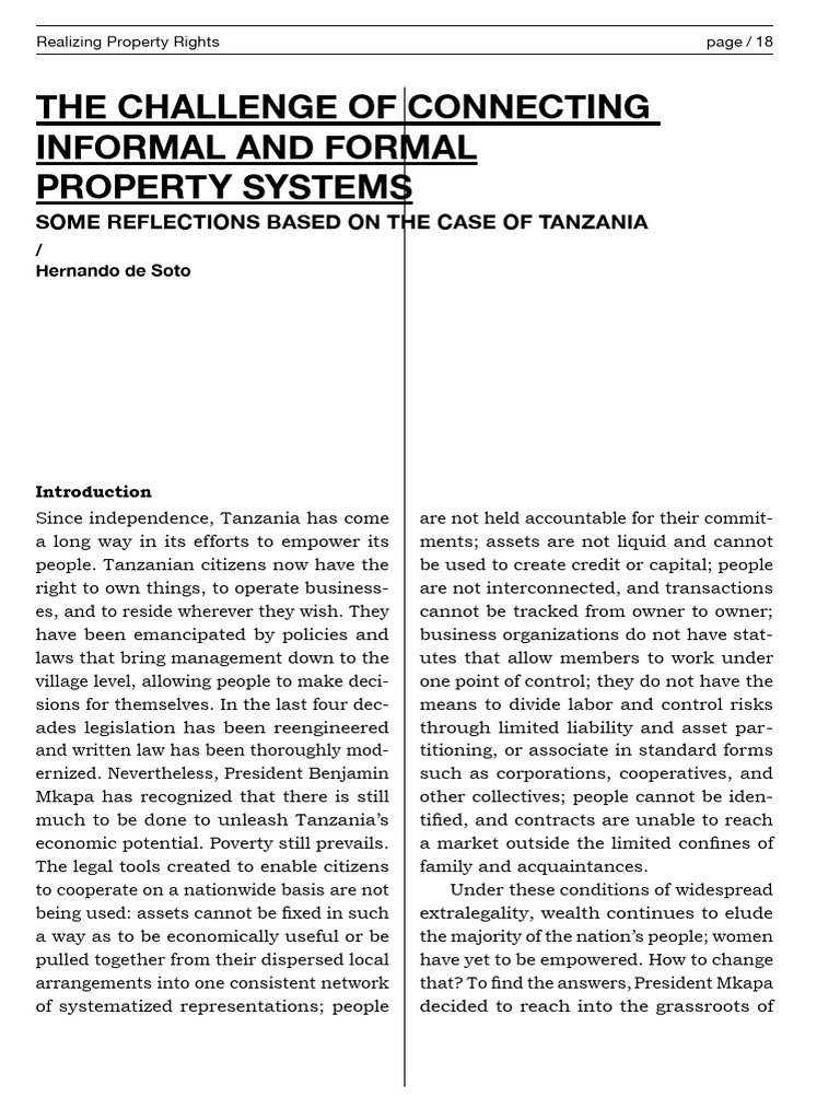 The Challenge of Connecting Informal and Formal Property Systems - Some Reflections Based On The ...