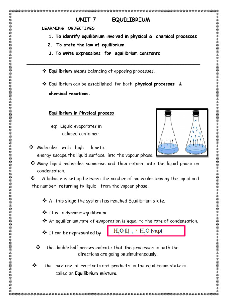 Unit 7 Equilibrium - 1 | PDF | Chemical Equilibrium | Reaction Rate